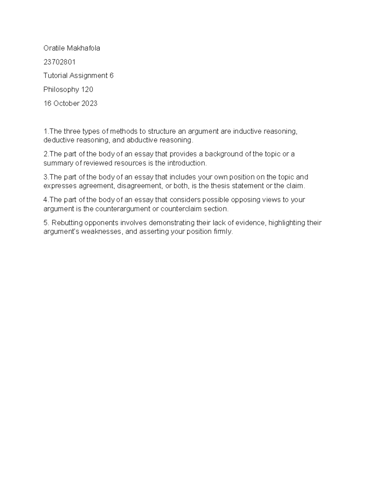 Oratile Makhafola-tutorial assignment 6 - Oratile Makhafola 23702801 ...