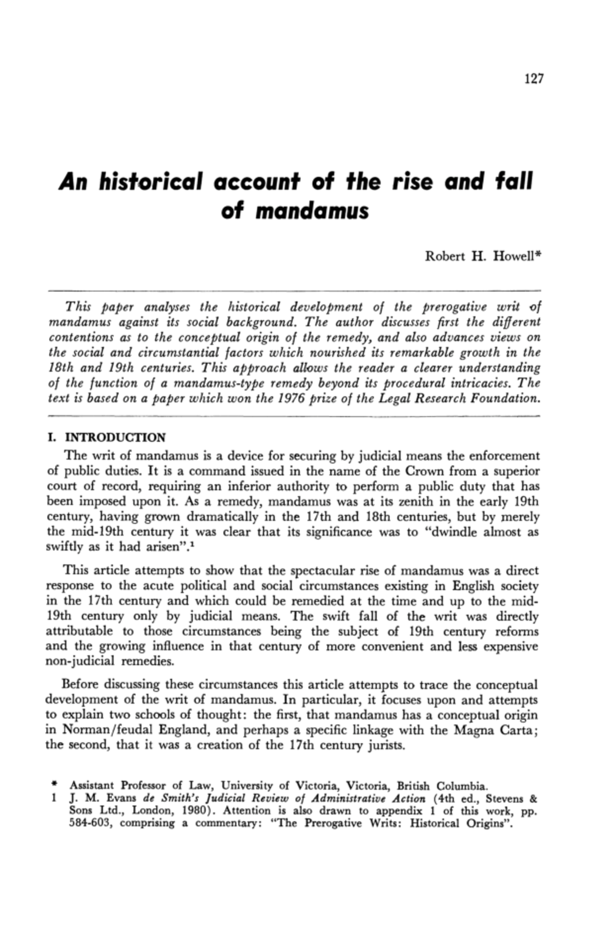 Mandamus - 127 An historical account of the rise and tali of mandamus ...