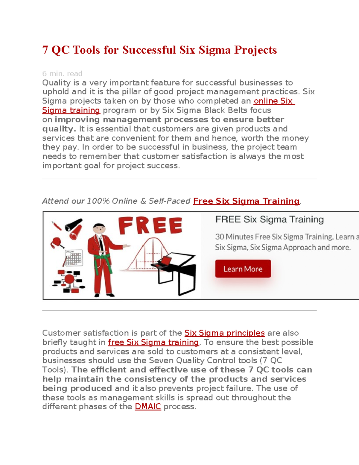 7 QC Tools for Successful Six Sigma Projects - read Quality is a very ...