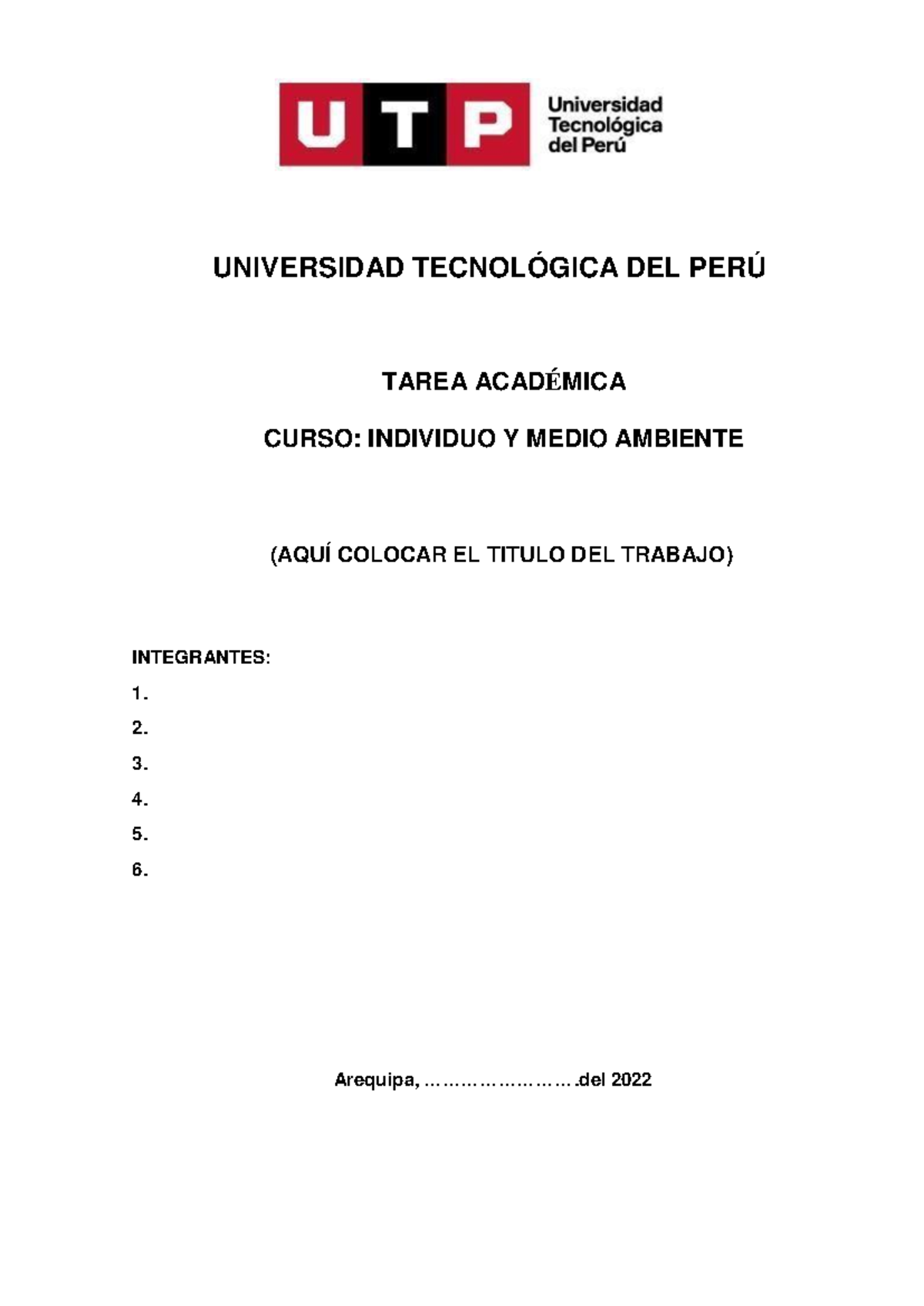 Modelo PARA Redacción DE LA Introducción - UNIVERSIDAD TECNOLÓGICA DEL ...