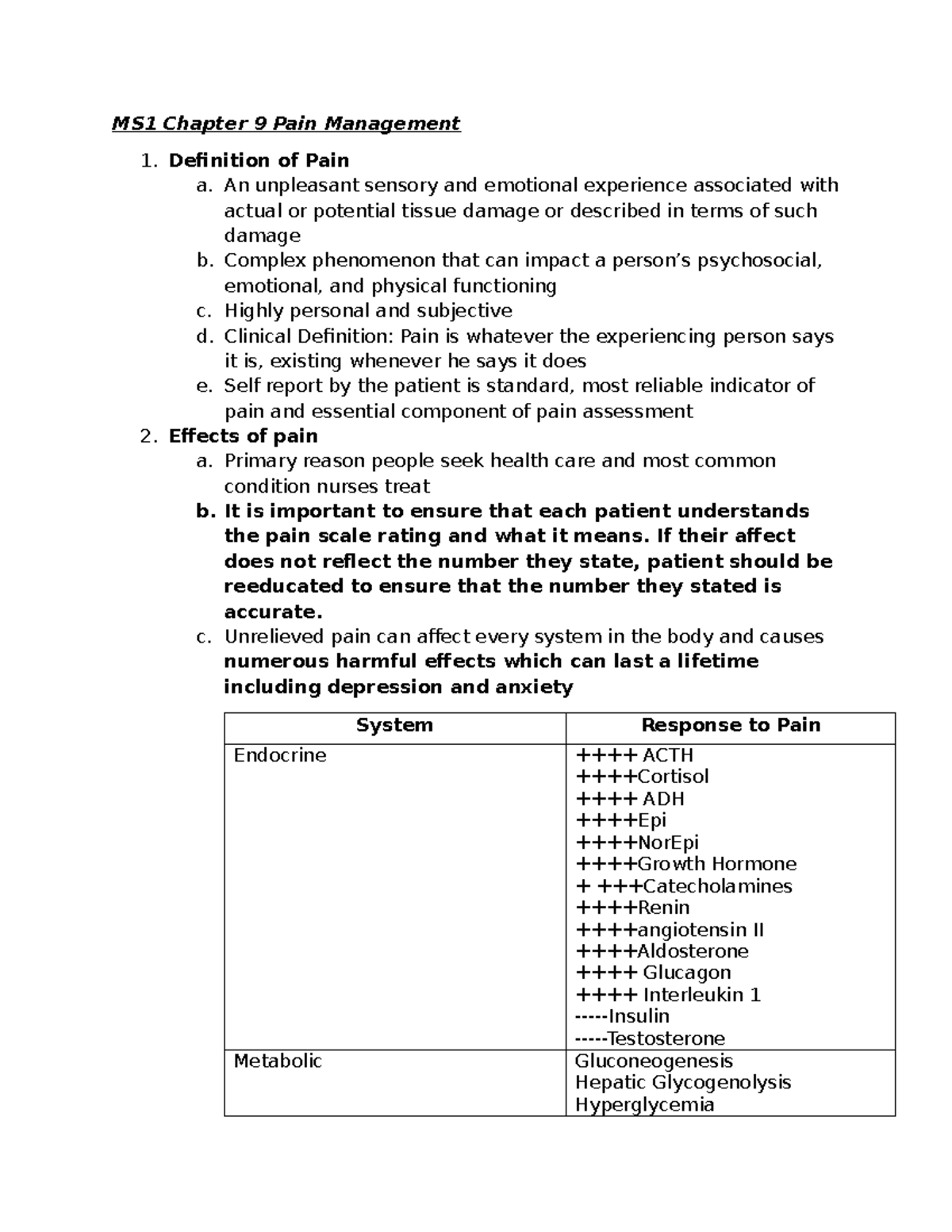 MS1 Chapter 9 Pain Management - MS1 Chapter 9 Pain Management 1 ...