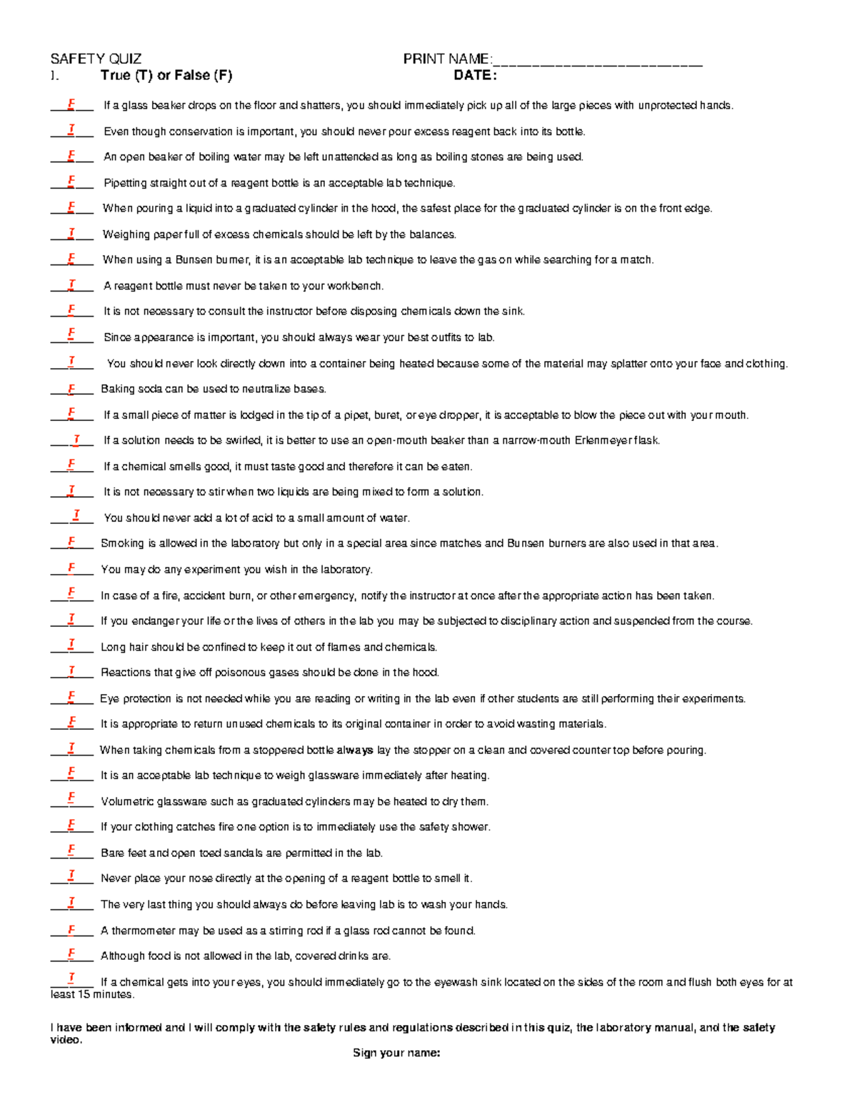 Chemistry Lab Safety Quiz 1 2 SAFETY QUIZ PRINT NAME chemistry-lab-safety-quiz-1-2-safety-quiz-print-name