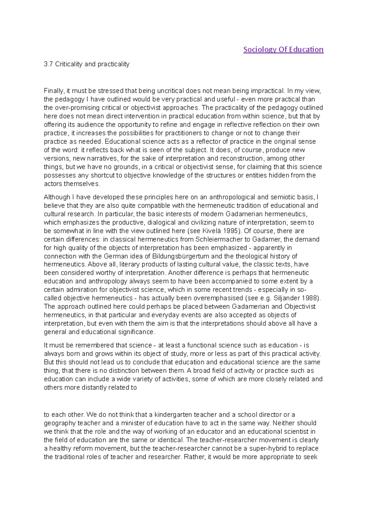 Sociology Of Education Criticality and practicality 27 - Sociology Of ...