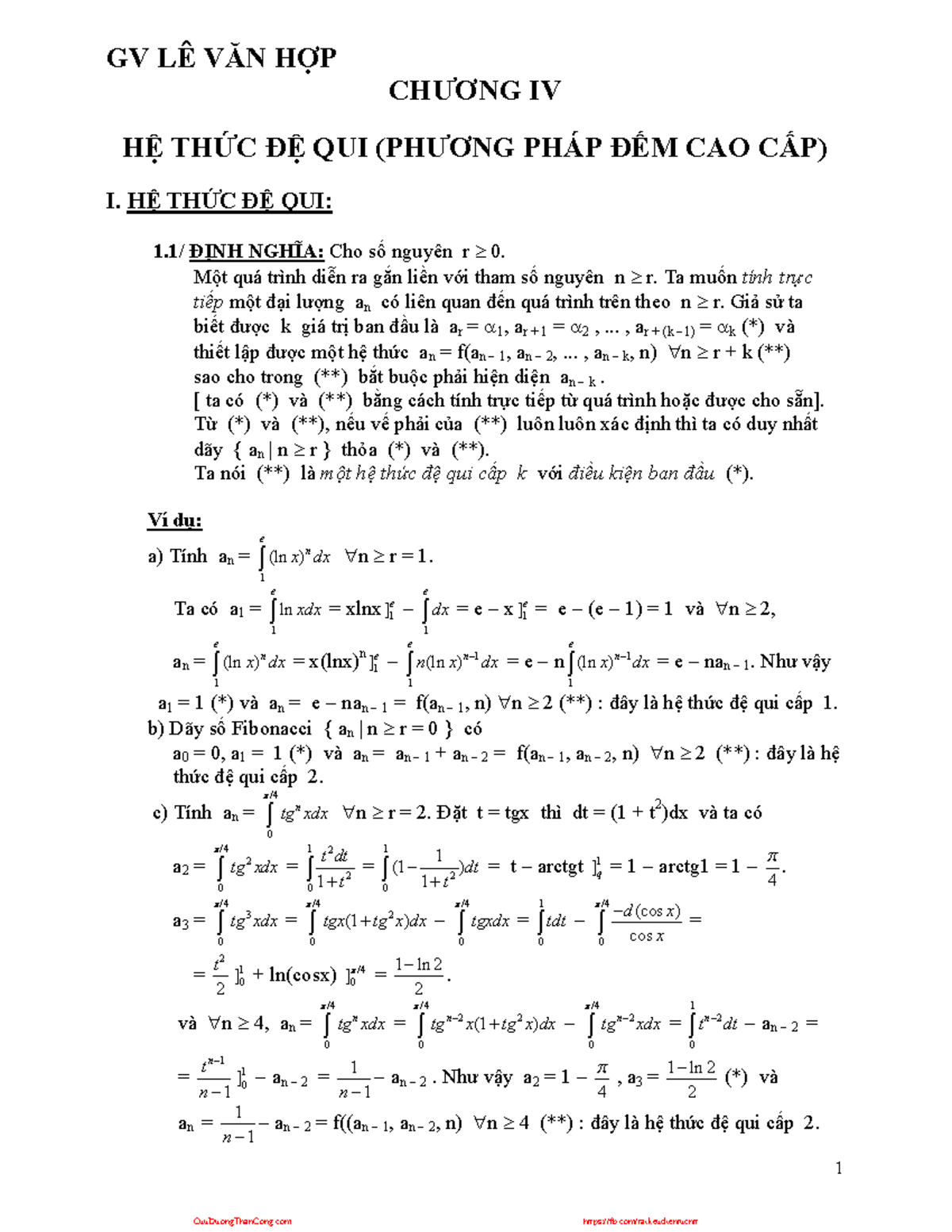 IV He Thuc De Qui - DE Cuong CHI TIET MON TOAN ROI RAC KHOA CNTT 4 - 1 GV LÊ VĂN HỢP CHƯƠNG IV ...