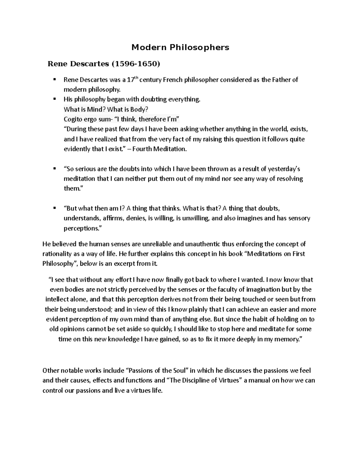 Modern Philosophers - This was from the class 0f 2020. - Modern ...