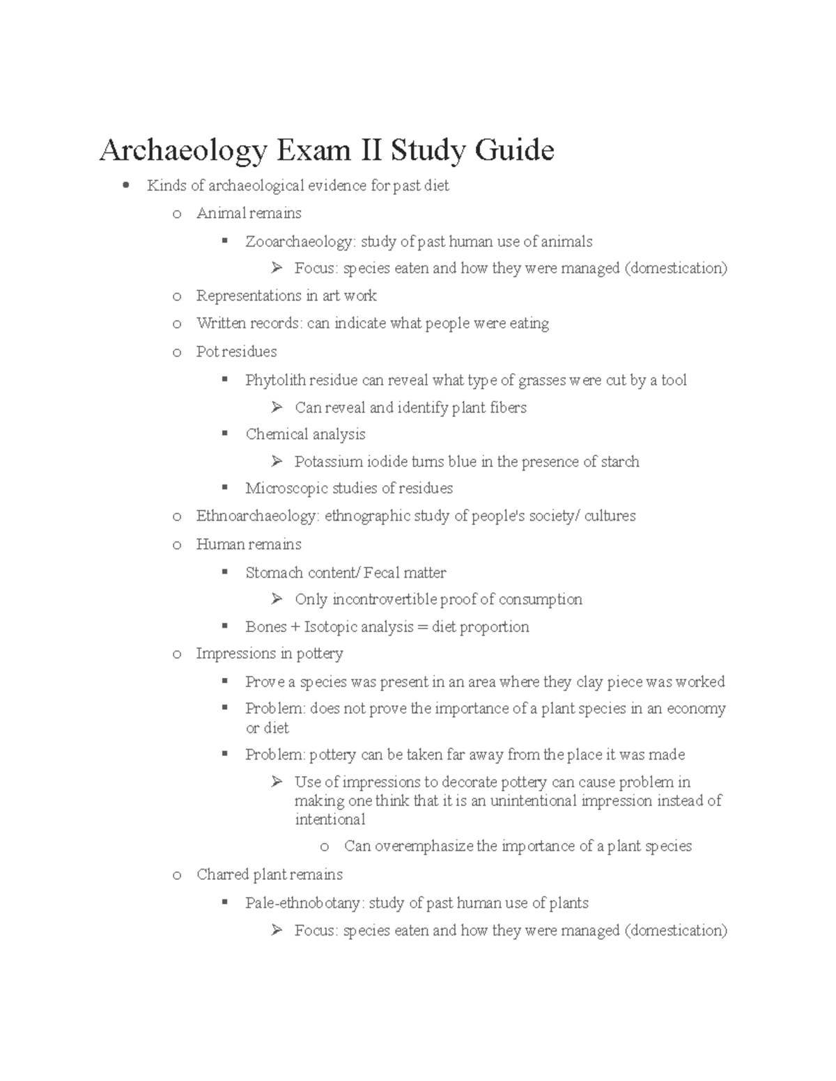 Archaeology Exam Ii Study Guide Studocu
