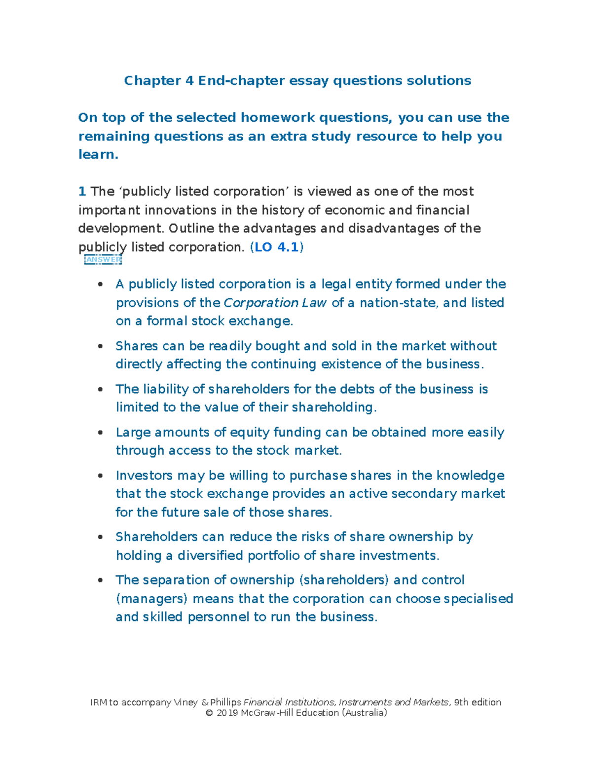 Chapter 4 end-chapter essay questions solutions - Chapter 4 End-chapter essay questions ...