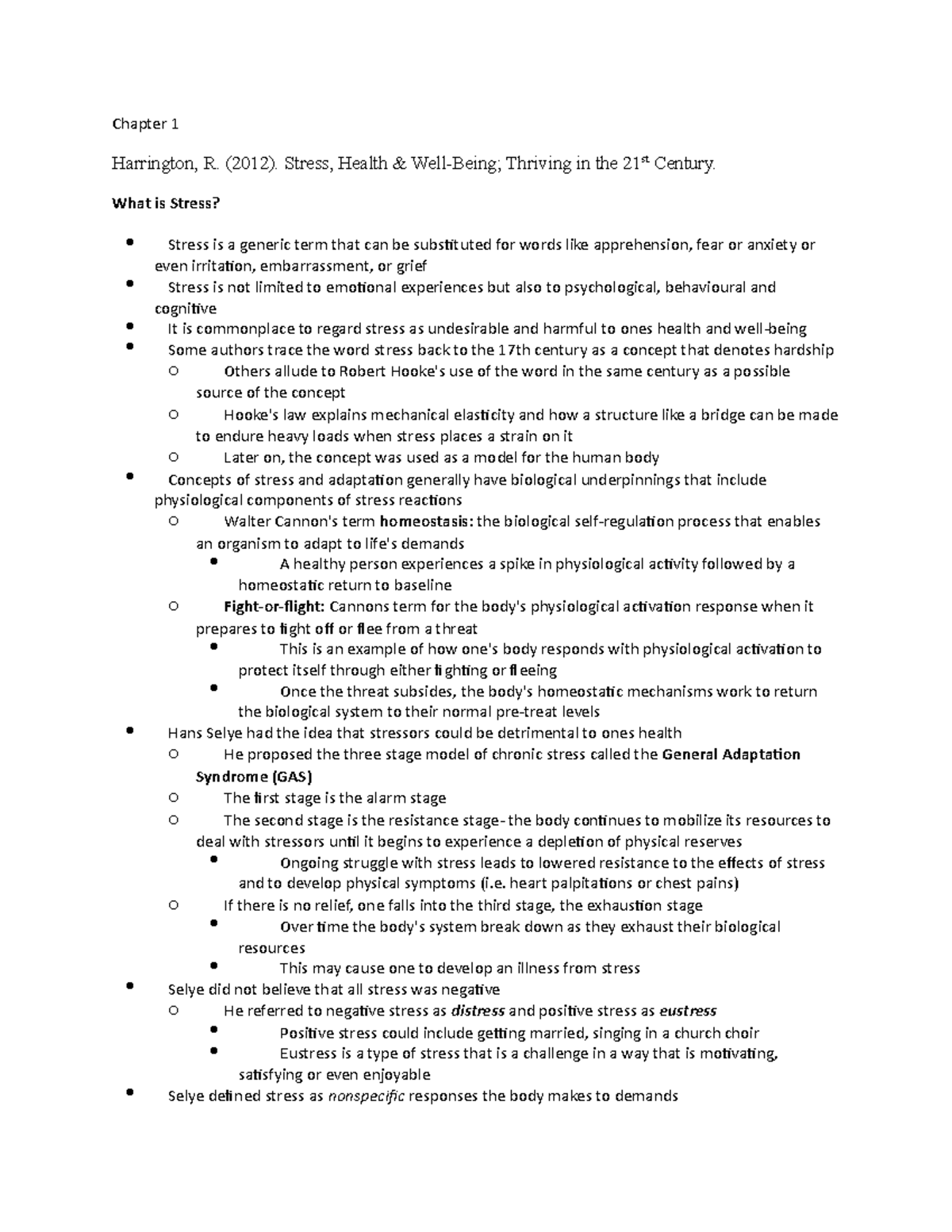 Adjustment, Stress and Coping - Lecture notes - Chapter 1 - Chapter 1 ...