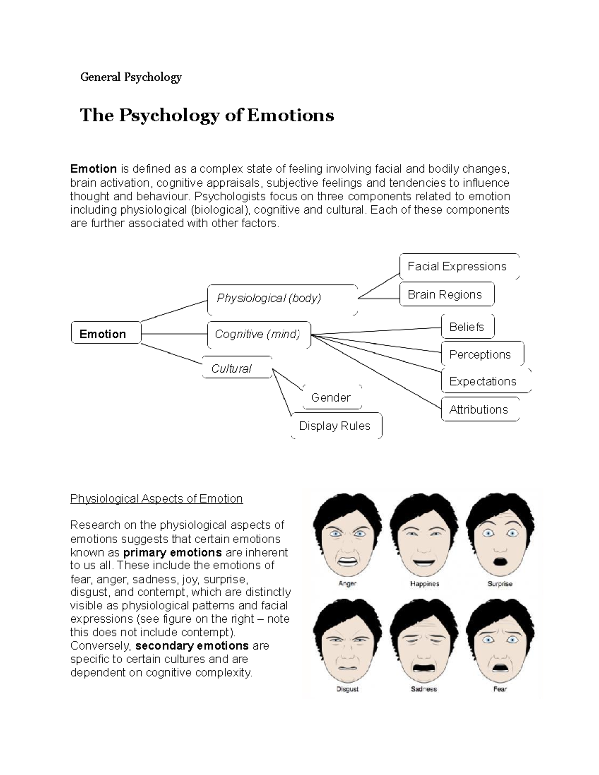 Emotions - This is practice material for General Psychology. This is ...