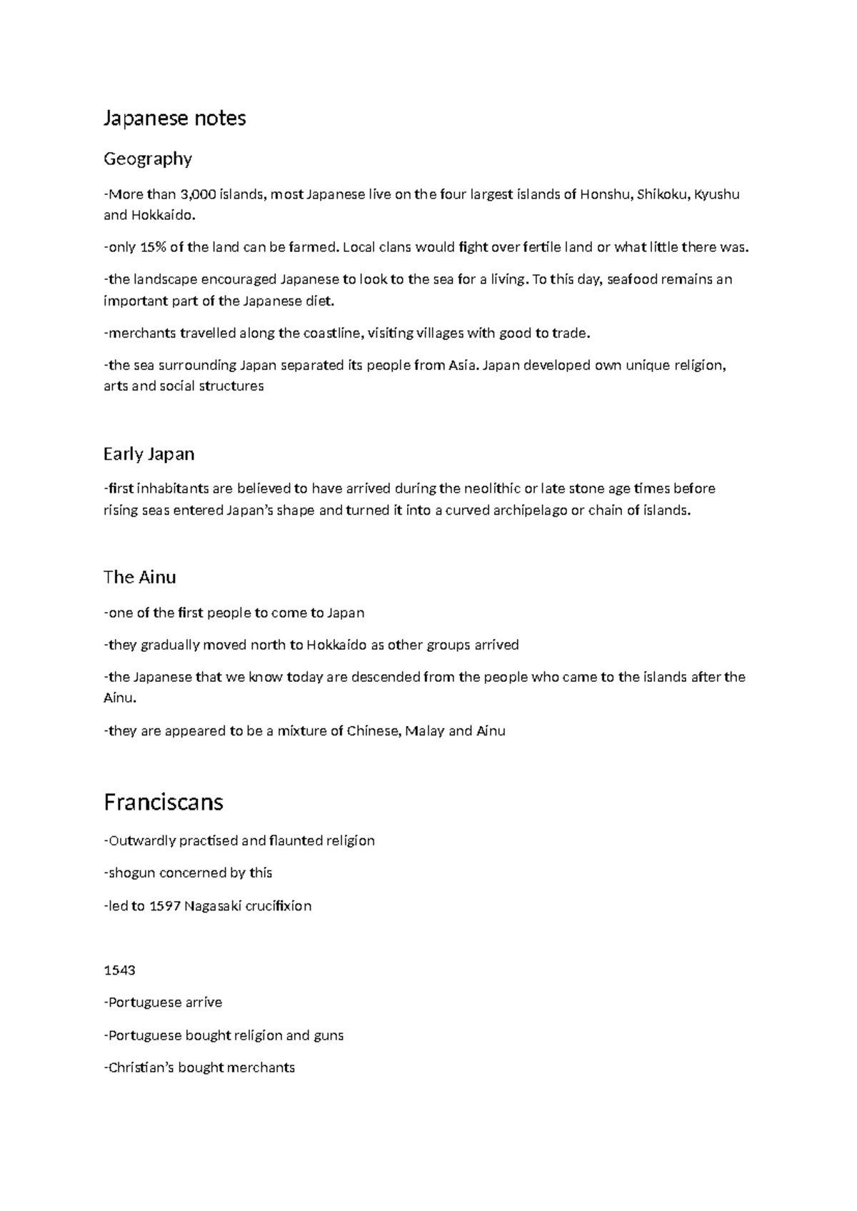 Japanese notes - Japanese notes Geography -More than 3,000 islands ...