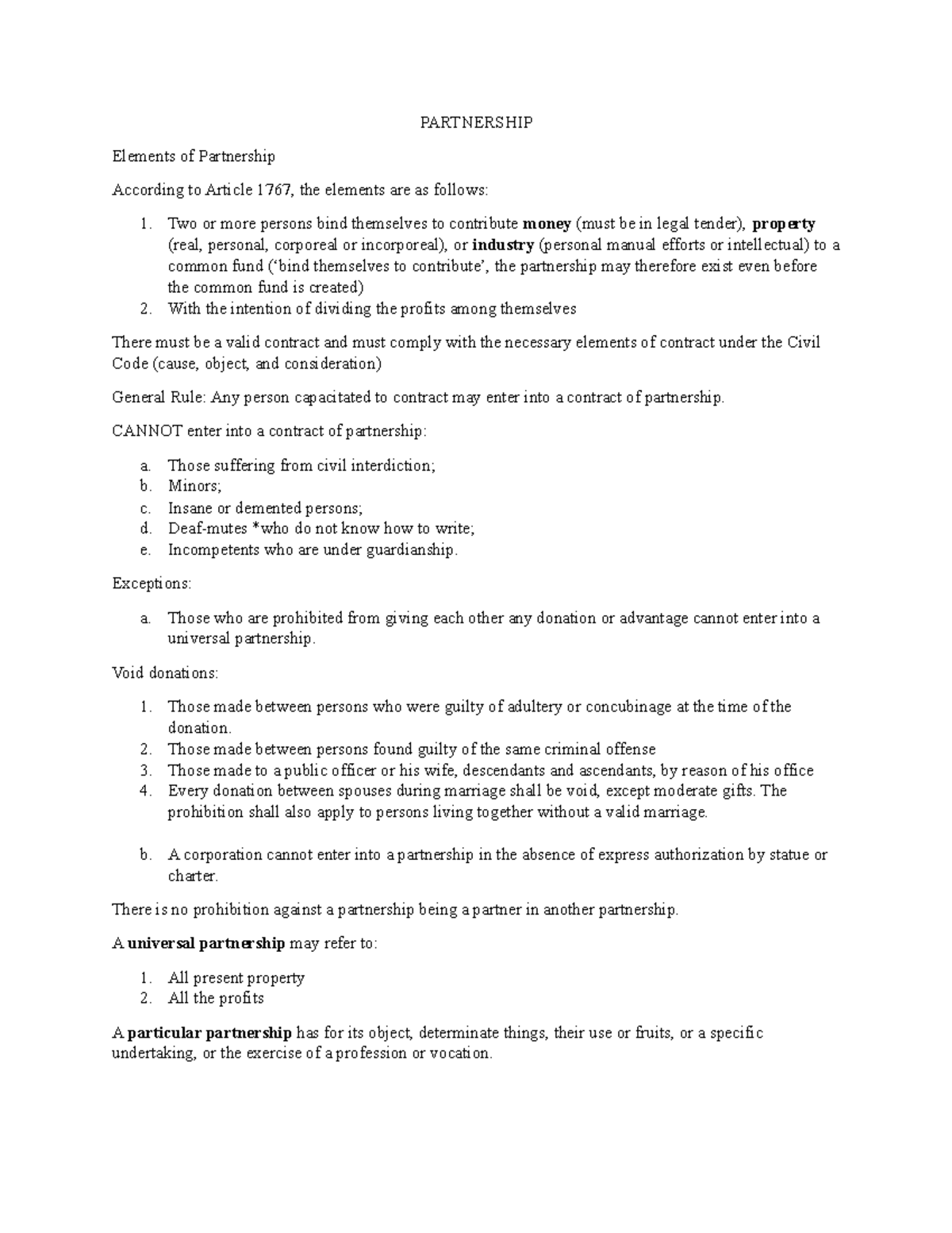 Partnership - Lecture notes 1A partnership business, by definition ...