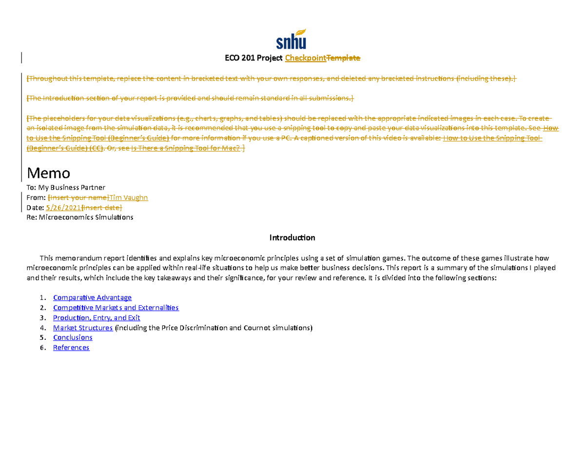 ECO 201 Project Checkpoint - ECO 201 Project CheckpointTemplate [Throughout this template ...