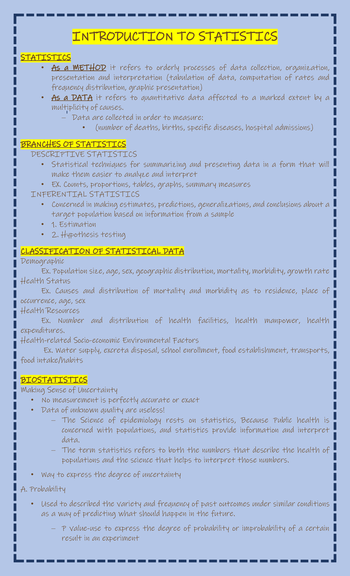 Introduction To Statistics Reviewer - INTRODUCTION TO STATISTICS ...
