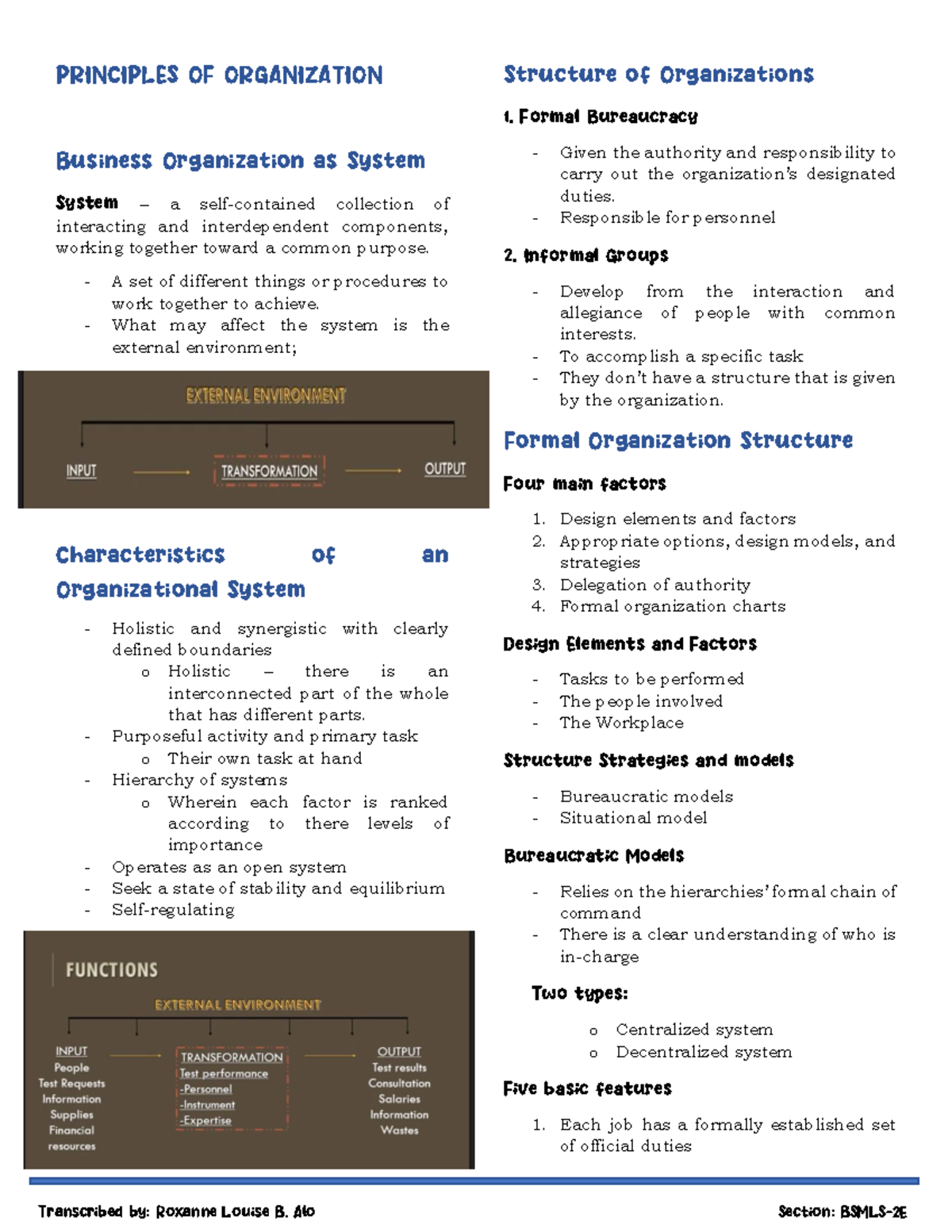 LEC 3 Principles OF Organization - PRINCIPLES OF ORGANIZATION Business ...