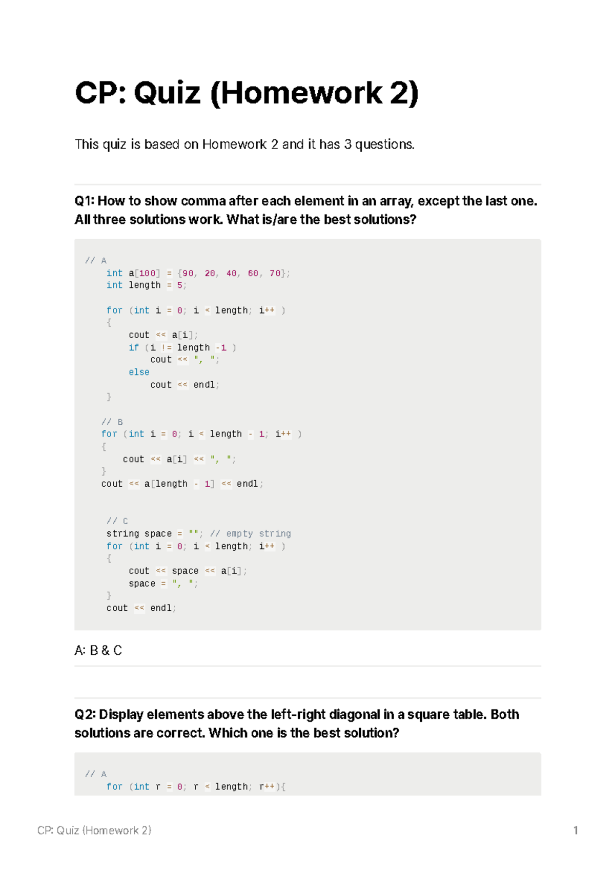 CP: Quiz (Homework 2) - CP Quiz ԻHomework ԇԼ Ԇ CP: Quiz ԲHomework ԇԳ ...