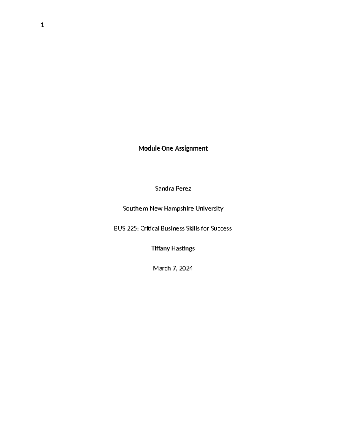 BUS225 Module One Assignment - Module One Assignment Sandra Perez ...