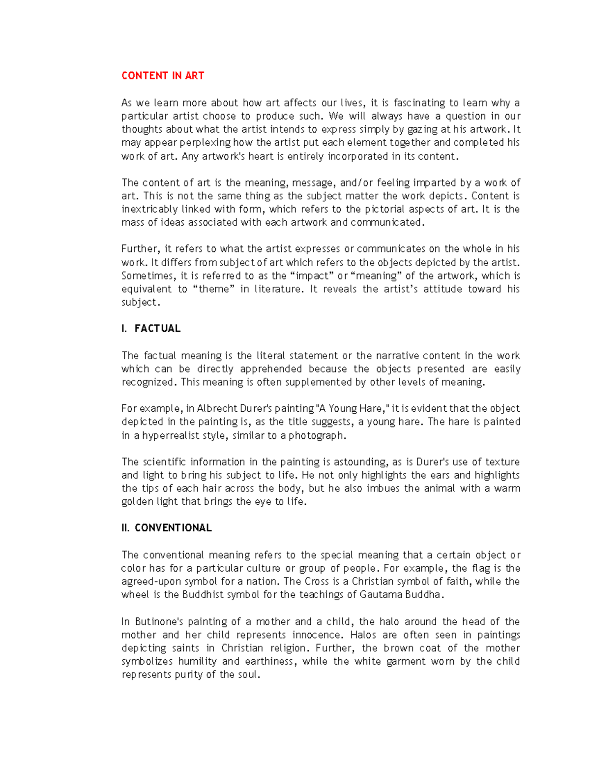 C2 L2 Content IN ART - CONTENT IN ART As we learn more about how art ...