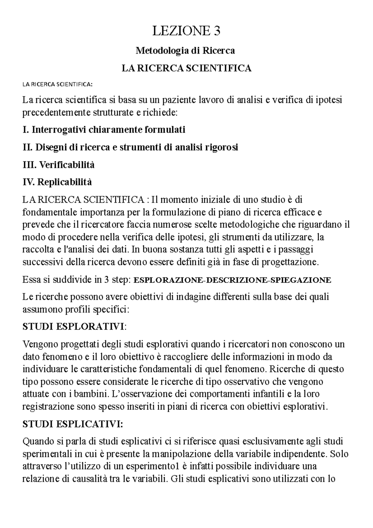 Lezione 3 Ricerca Scientifica - LEZIONE 3 Metodologia di Ricerca LA ...