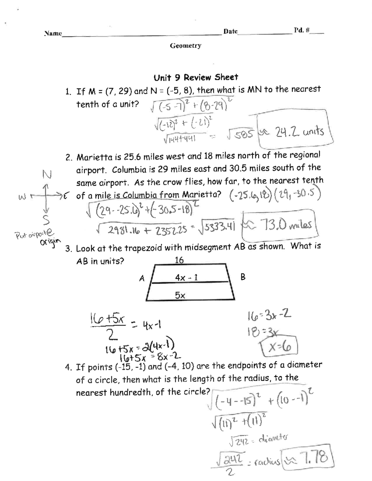 Geometry Unit 9 Review Work - CS50X - Studocu