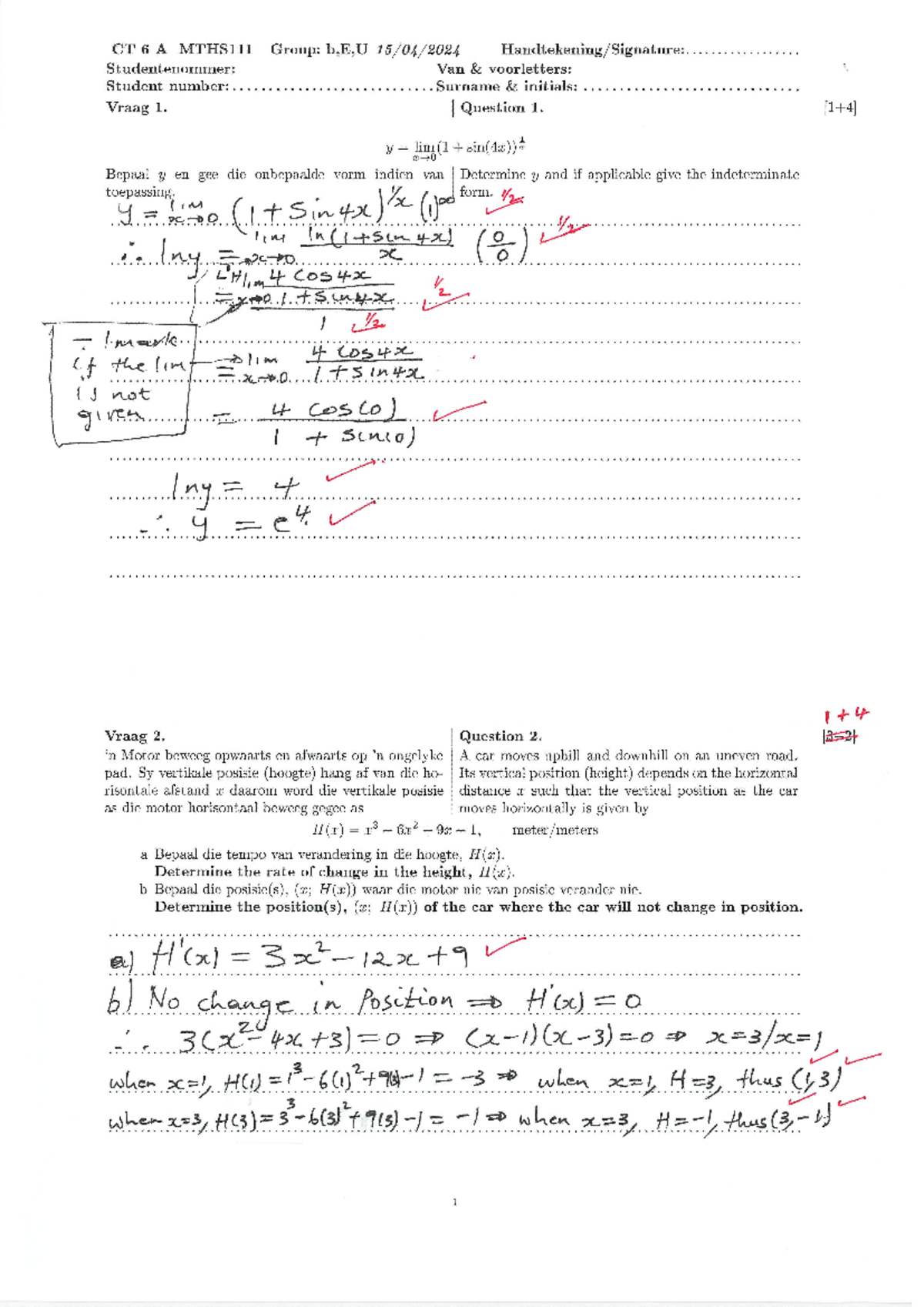 MTHS111 Test6Memo2024 - MTHS 111 - Studocu