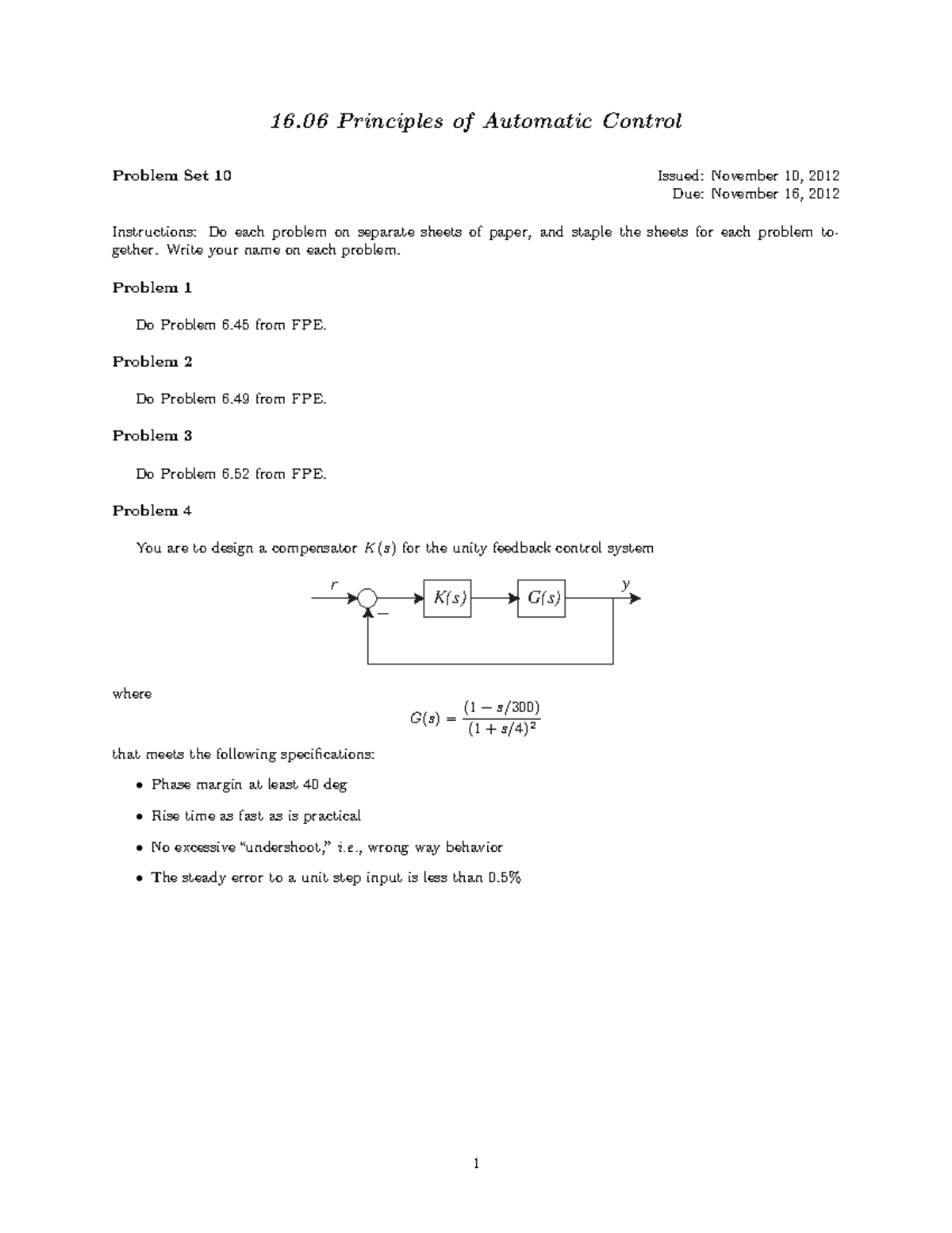 Seminar assignments - Problem set 10 - 12 - 16 Principles of Automatic ...