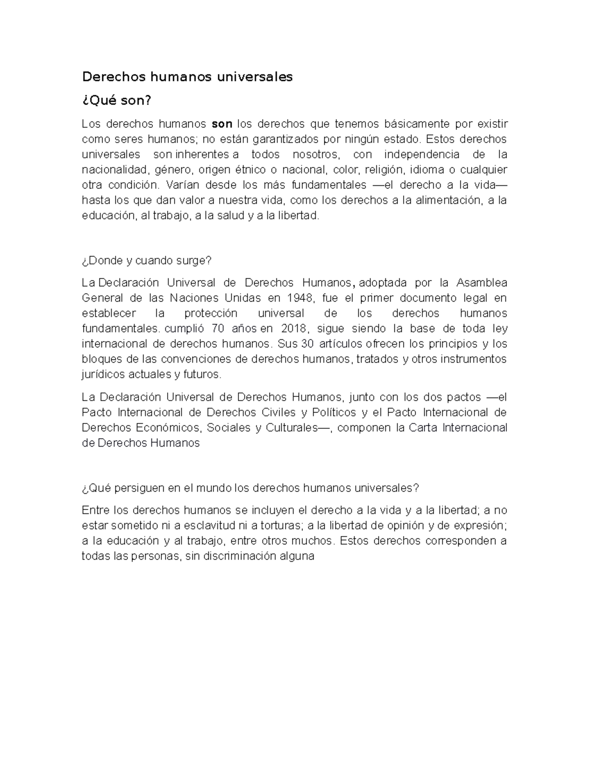 DErechos humanos universales - Derechos humanos universales ¿Qué son ...