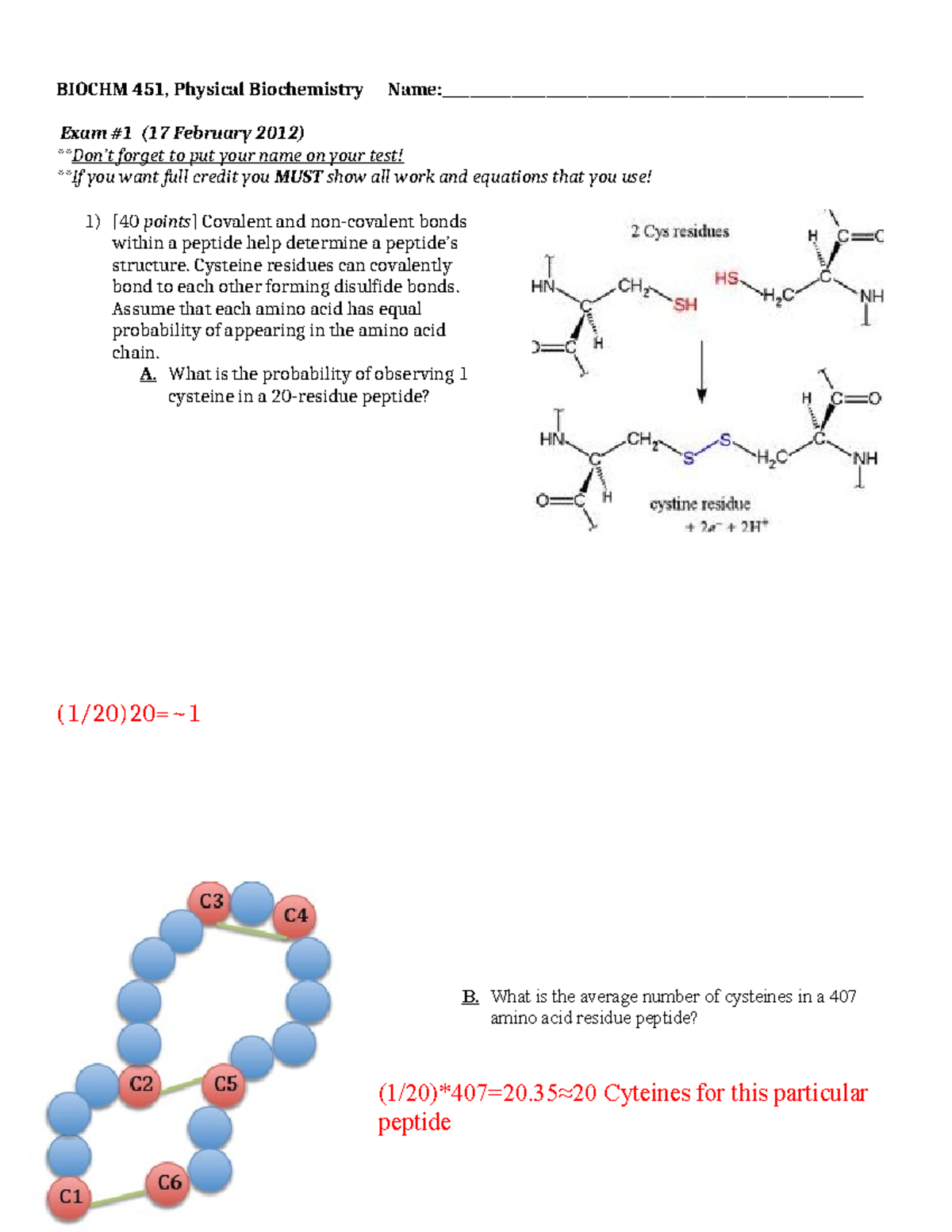 Exam1 2012 Key - Mathematica-based homework and key - BIOCHM 451, Physical Biochemistry - Studocu