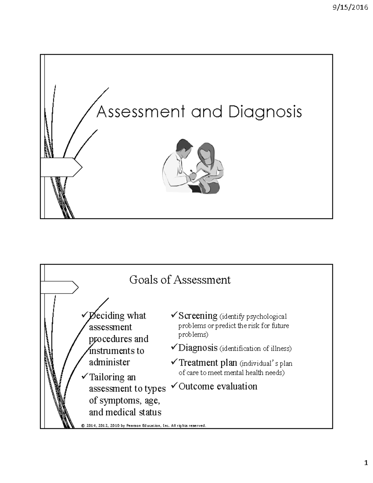 Ch3 Notes - Assessment and Diagnosis - Assessment and Diagnosis Goals ...