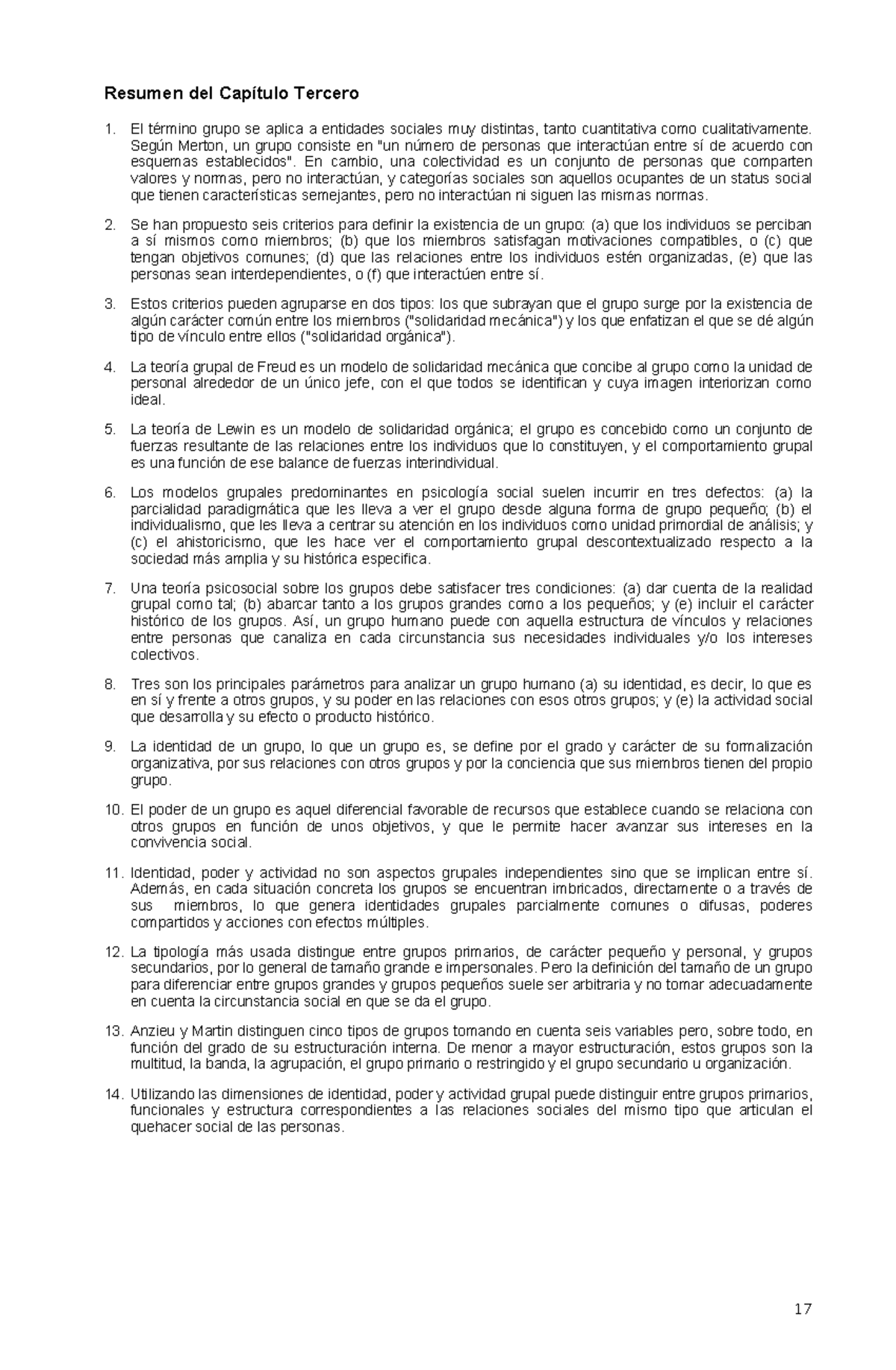 El grupo humano - niguna - Resumen del Capítulo Tercero El término ...