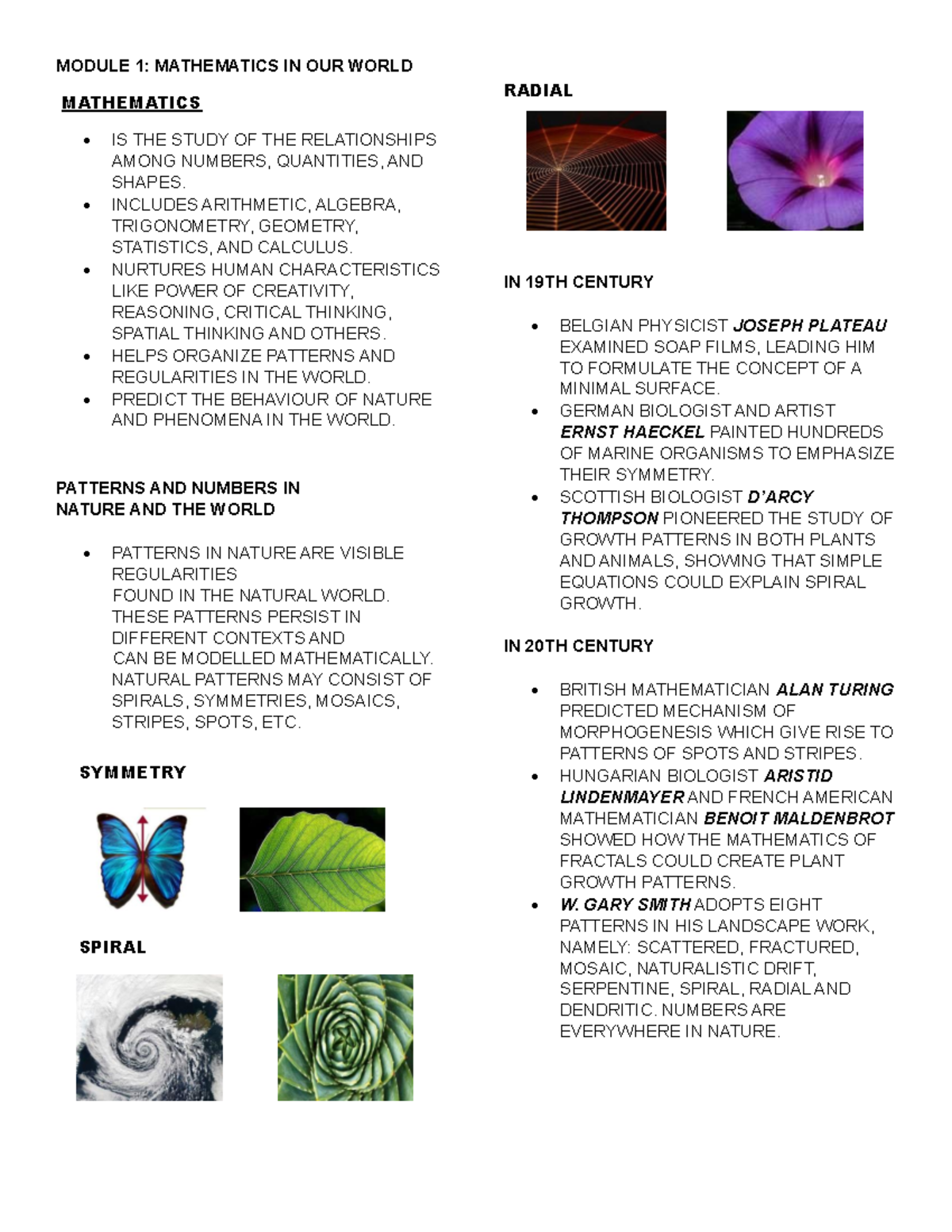 MMW Reviewer Shorter VER ( Updated) docx - MODULE 1: MATHEMATICS IN OUR ...