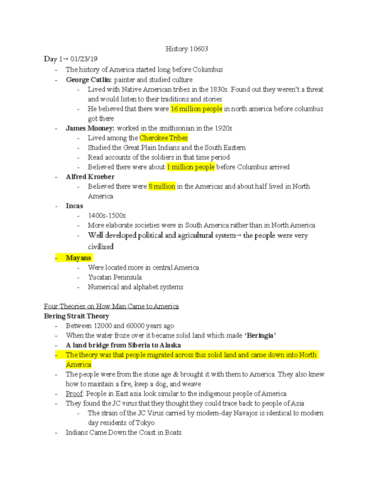 HIstory Exam 1 - test 1 - History 10603 Day 1→ 01/23/ The history of ...