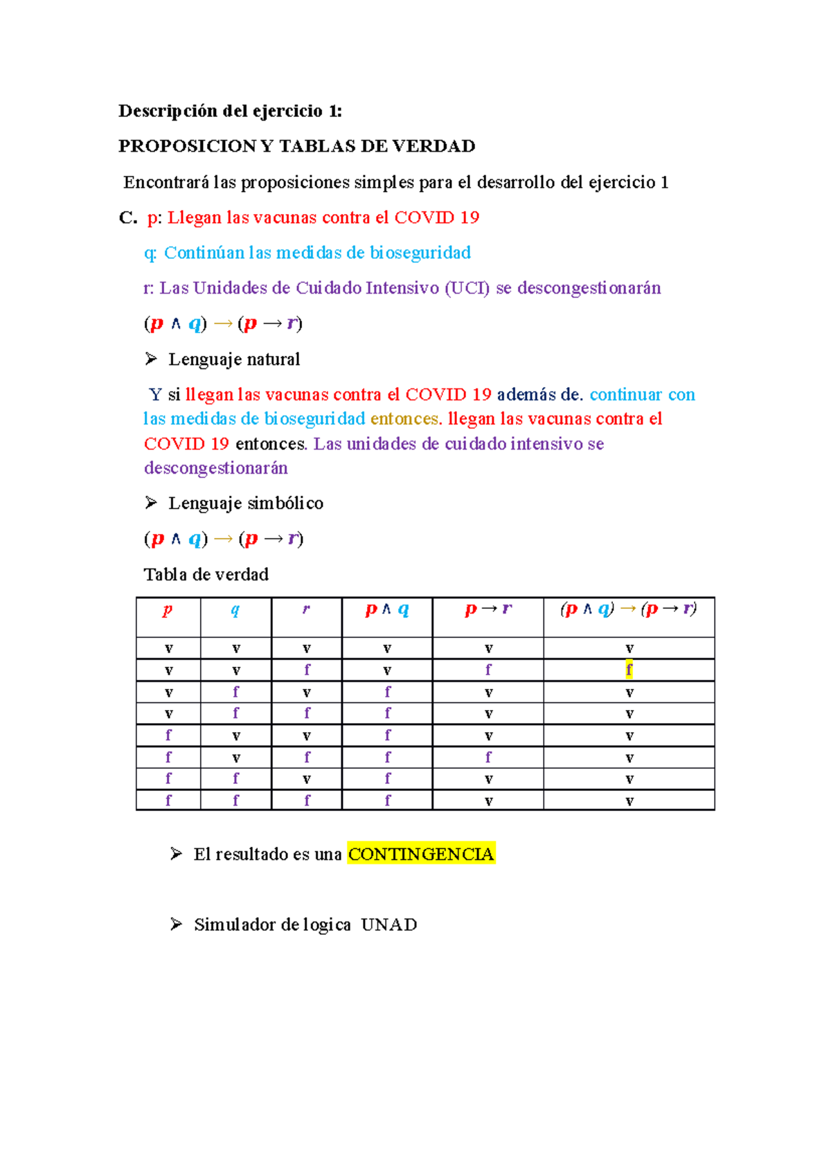 Proposiciones Y Tabla DE Verdad - Descripción del ejercicio 1 ...