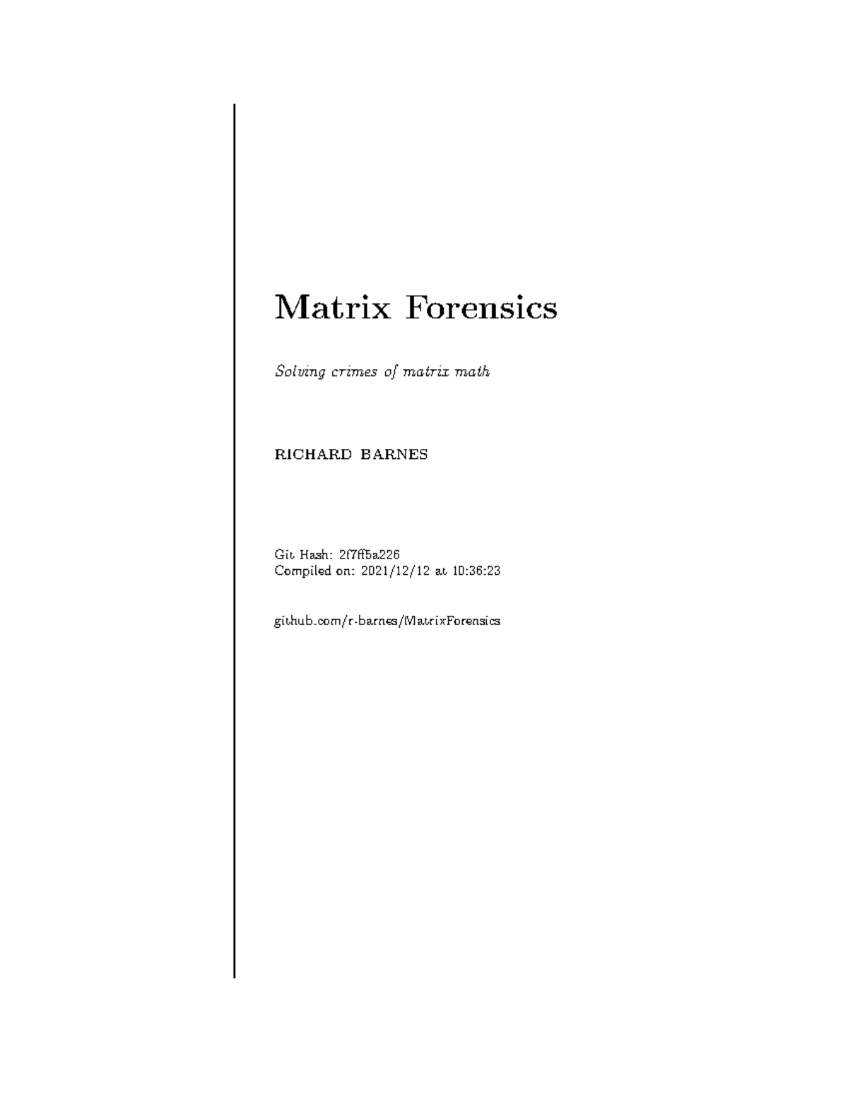 Matrix forensics - Lineare algebra - Matrix Forensics Solving crimes of ...