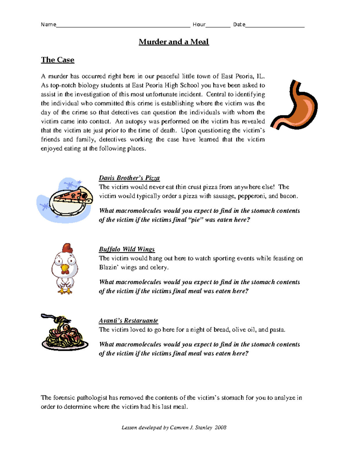 Murder Meal - praktikum makromolekul - Murder and a Meal The Case A ...