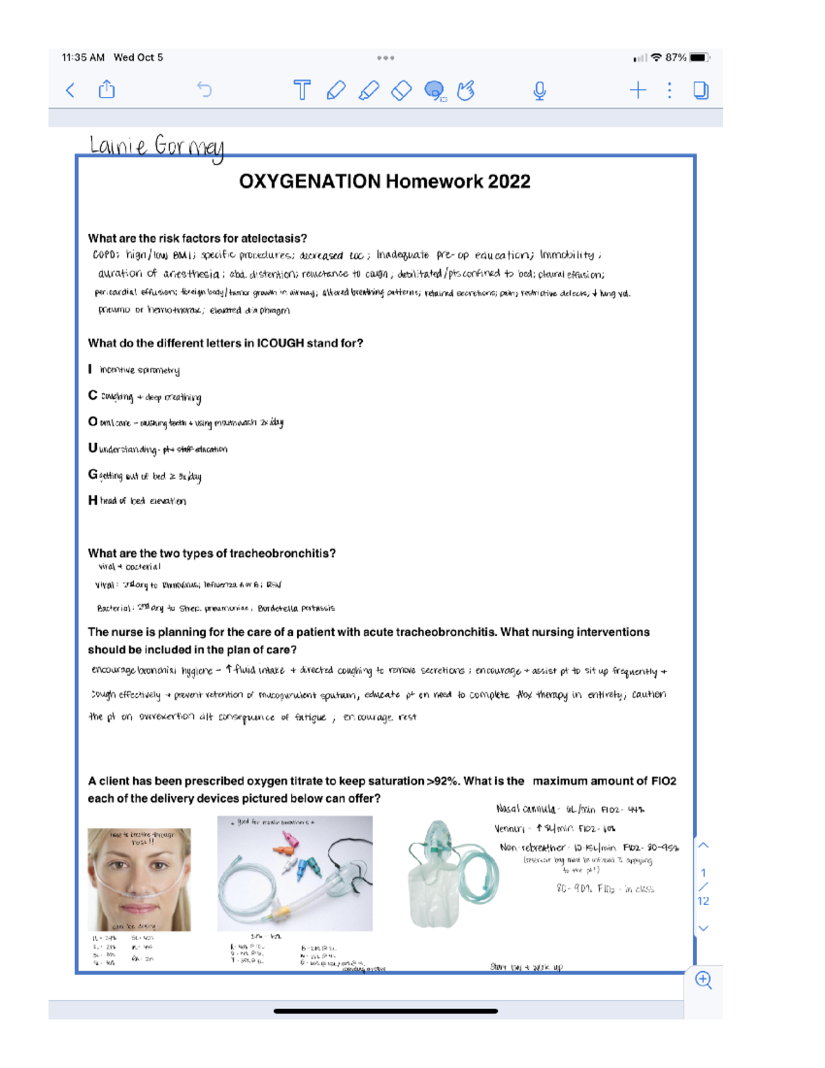 Unit 3 HW - Unit 3 Hw - Oxygenation - RNSG 1517 - Studocu