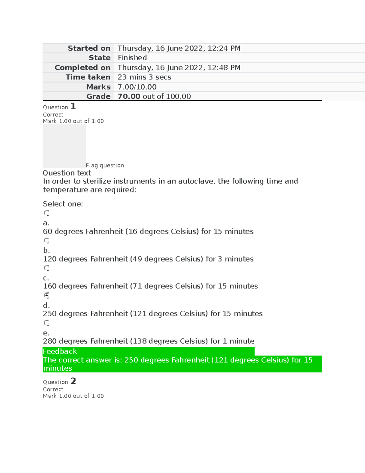 Self quiz unit 1 infectious disease - Started on Thursday, 16 June 2022 ...