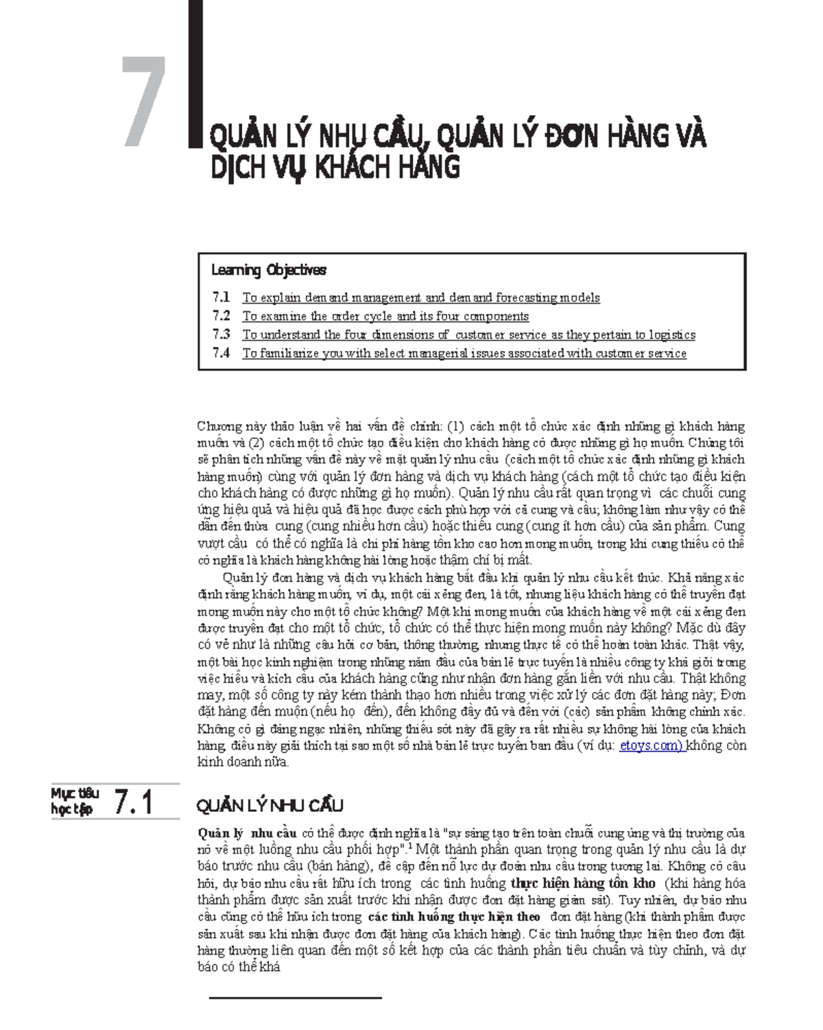QUẢN LÝ NHU CẦU chapter 7 - QU ẢN LÝ NHU C ẦU, QU ẢN LÝ Đ ƠN HÀNG VÀ D CH VỊ ỤKHÁCH HÀNG ...