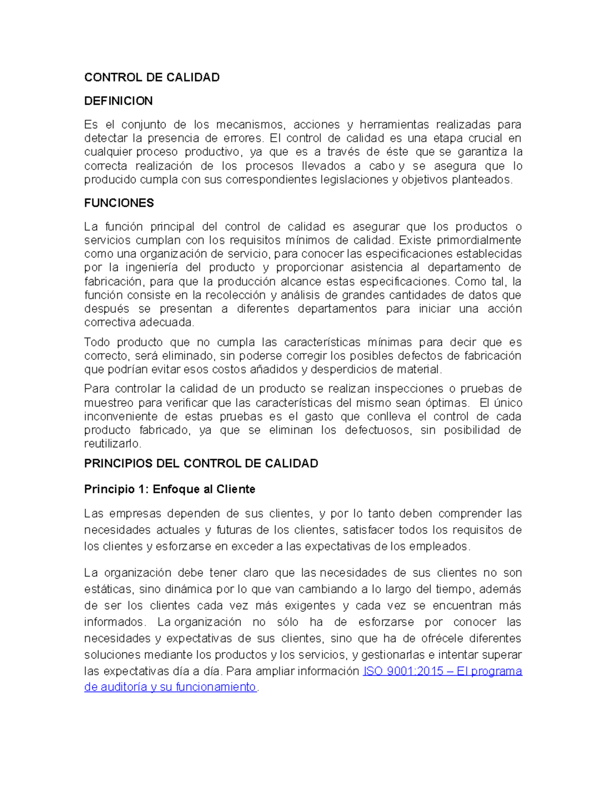 Control De Calidad para los procesos productivos - CONTROL DE CALIDAD ...