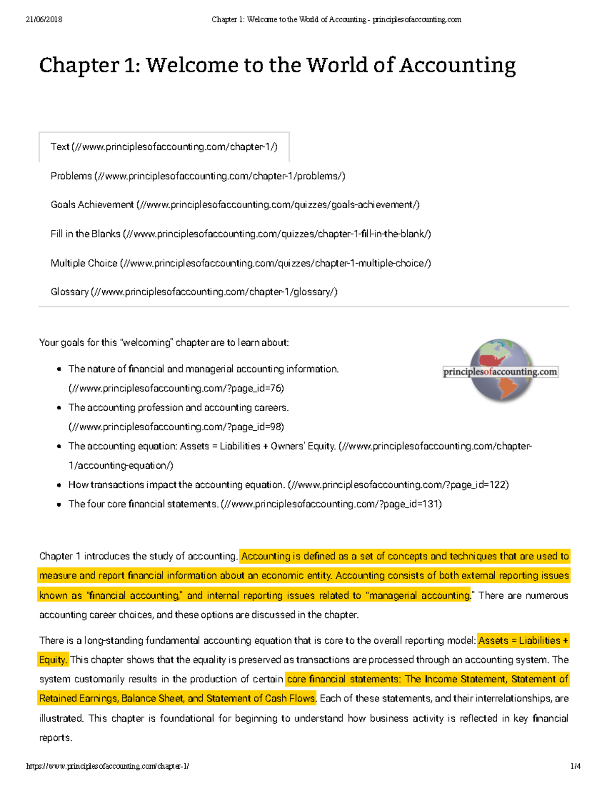 1. Chapter 1 Welcome to the World of Accounting ...