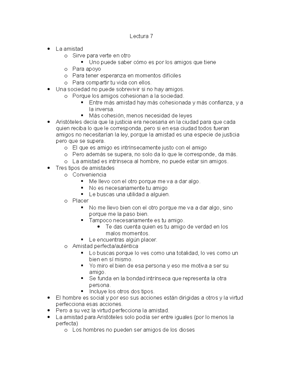 Lectura 7 - Lectura 7 La amistad o Sirve para verte en otro Uno puede ...