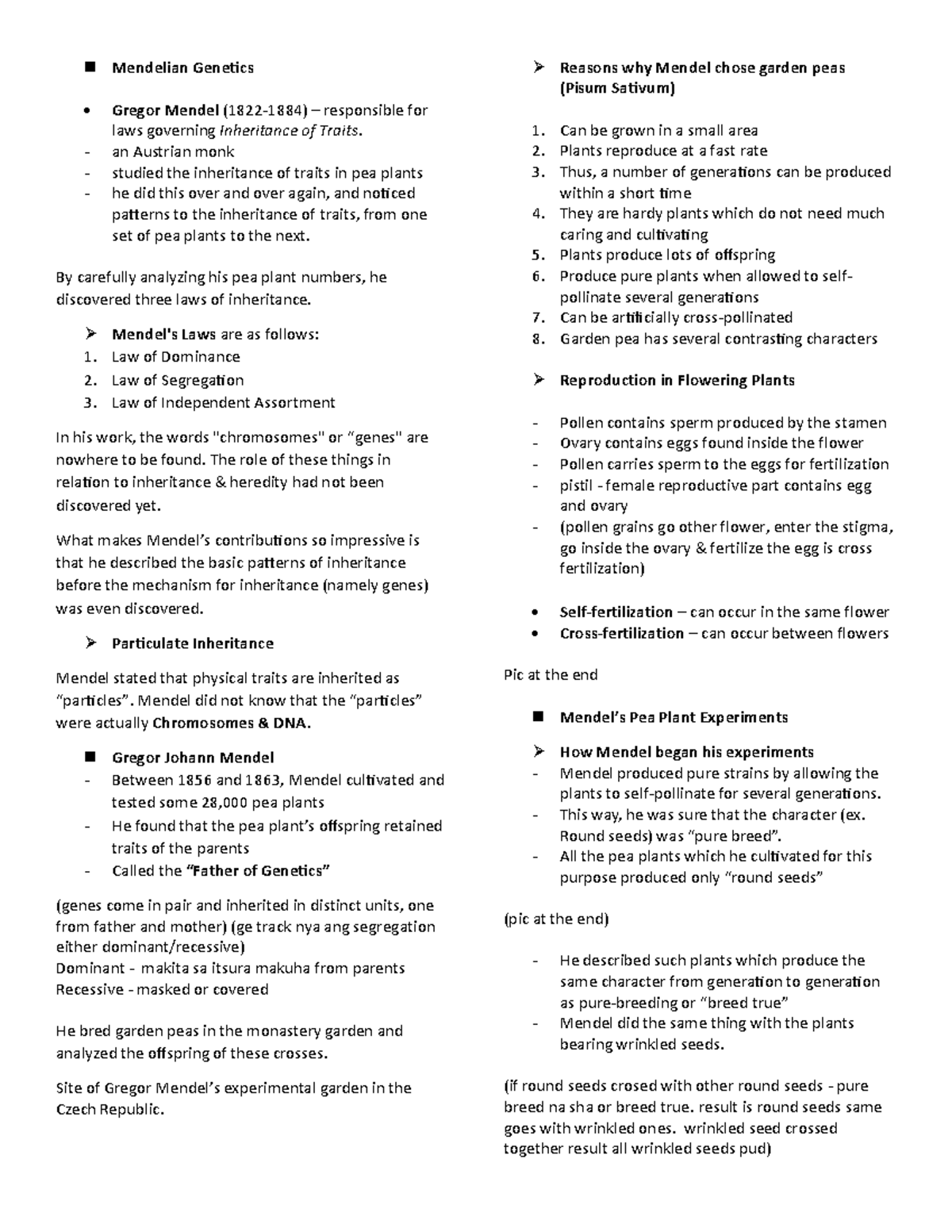 Monohybrid study guide - Mendelian Genetics Gregor Mendel (1822-1884 ...