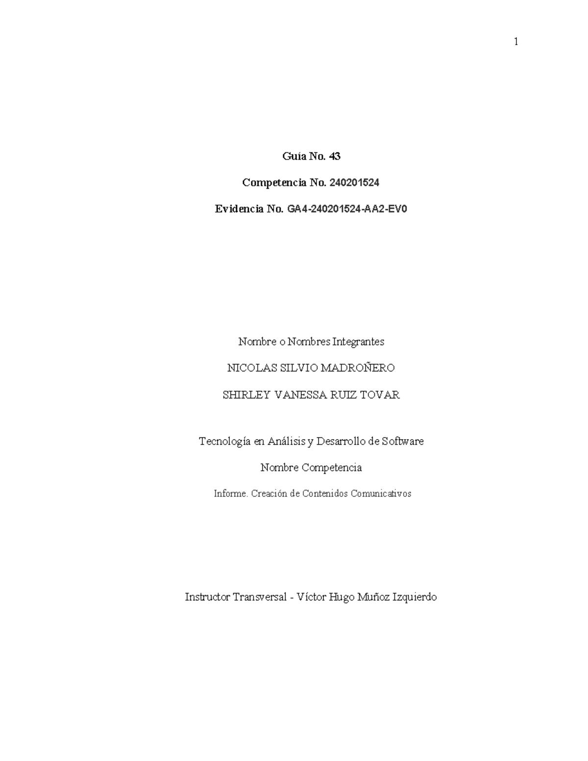 43 Informe Y Creación De Contenidos Comunicativos Guía No 43