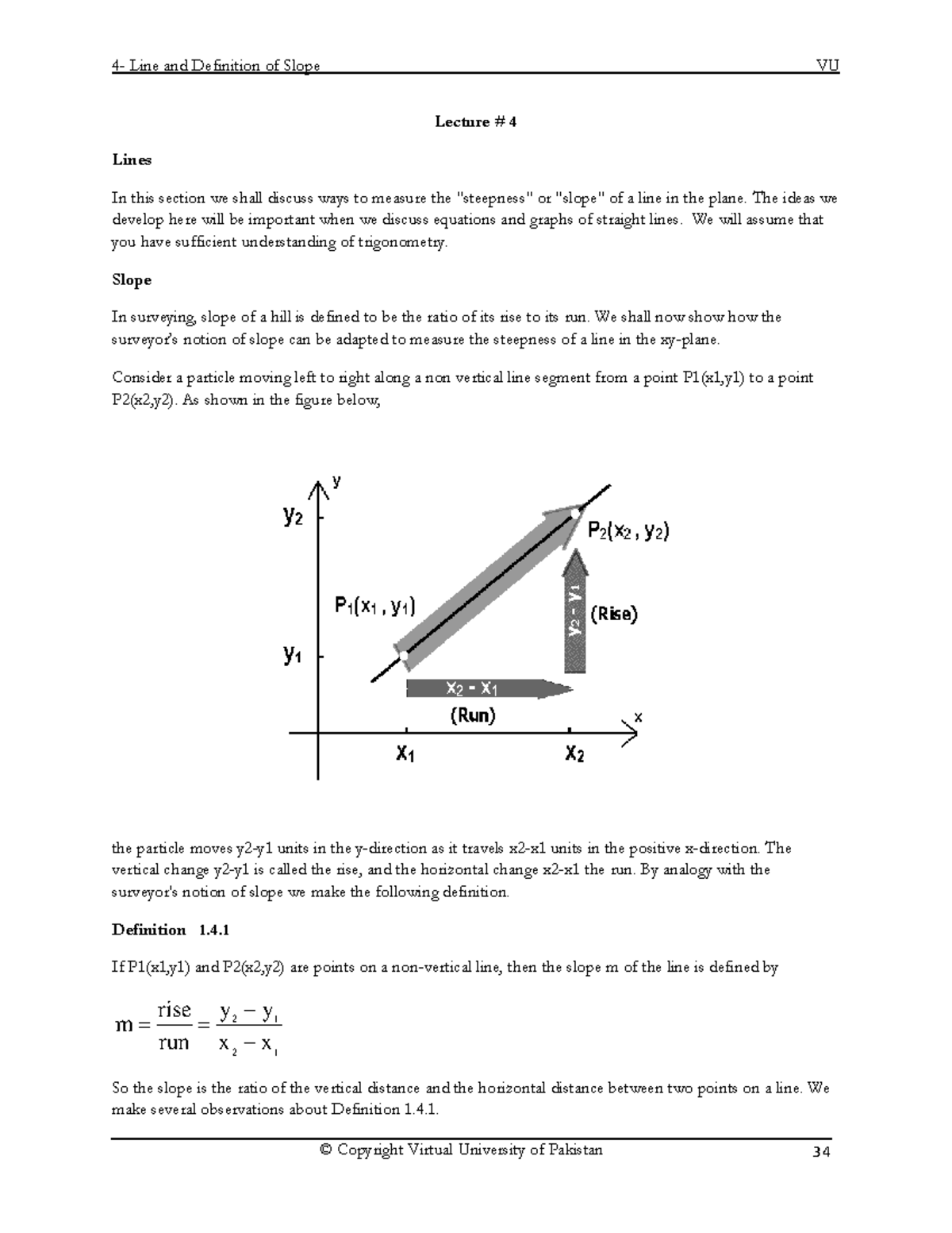 Handouts MTH101 Reviewed-34-44 - Lecture # 4 Lines In this section we shall discuss ways to ...