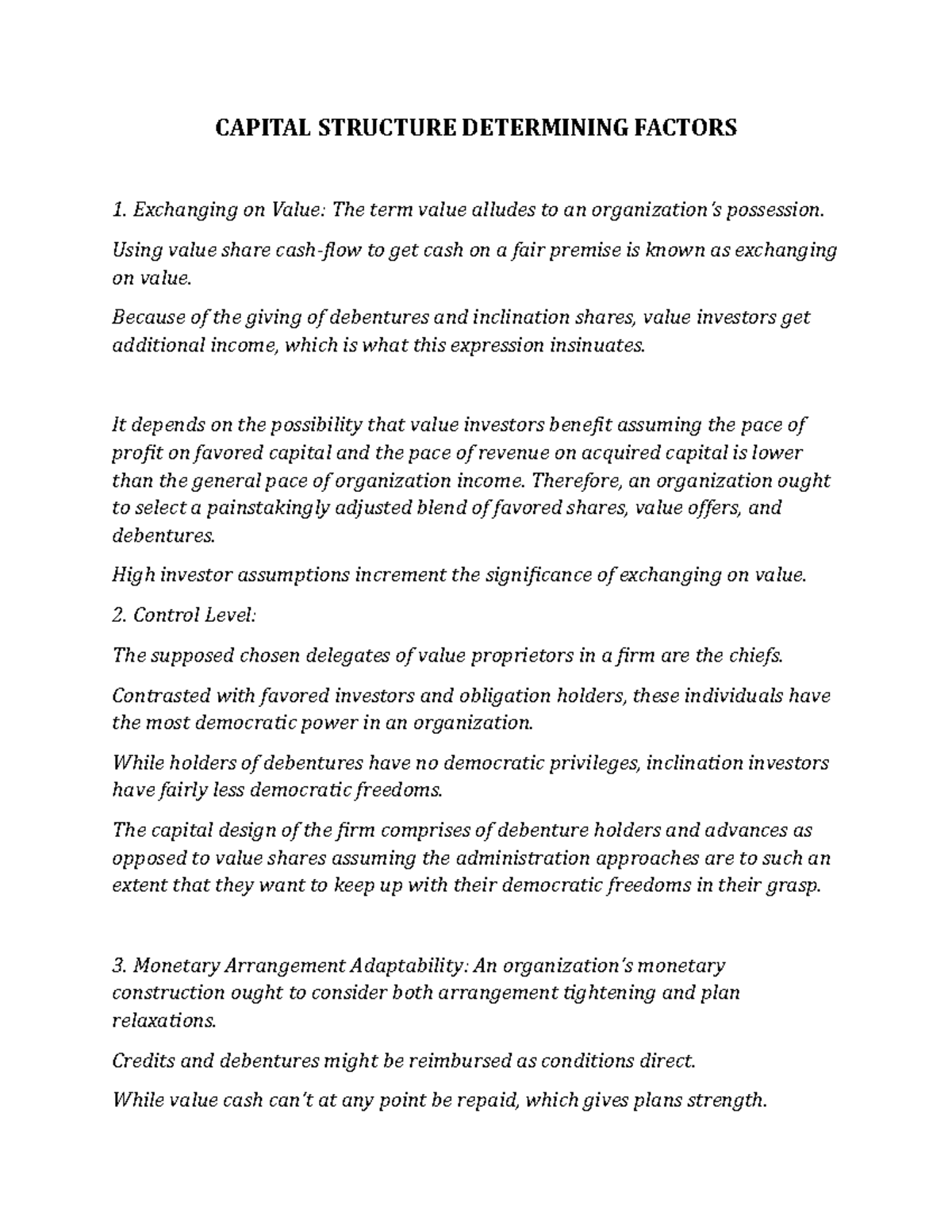 Capital Structure Determining Factors - CAPITAL STRUCTURE DETERMINING ...