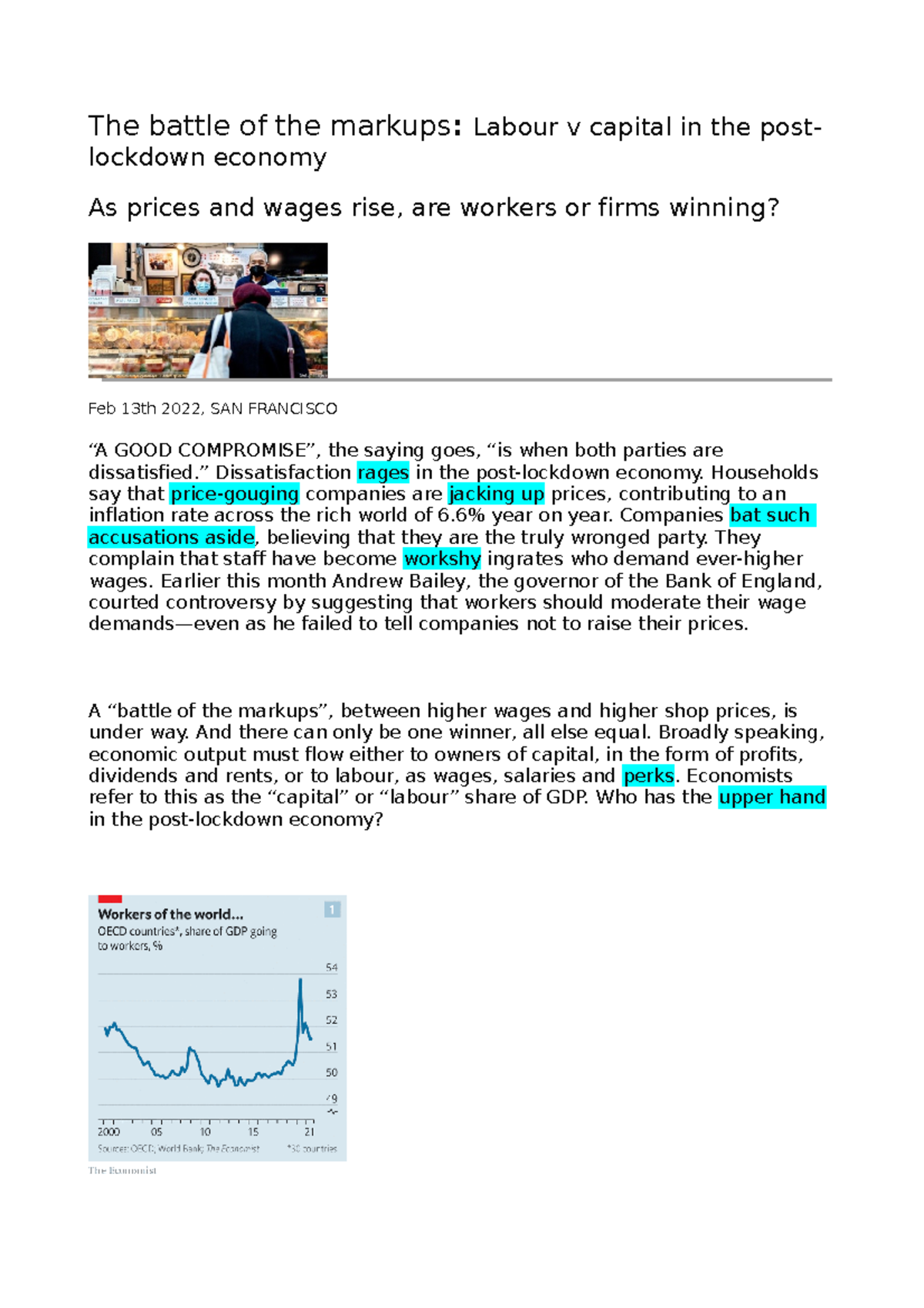 Economist Reading The battle of the markups - The battle of the markups ...