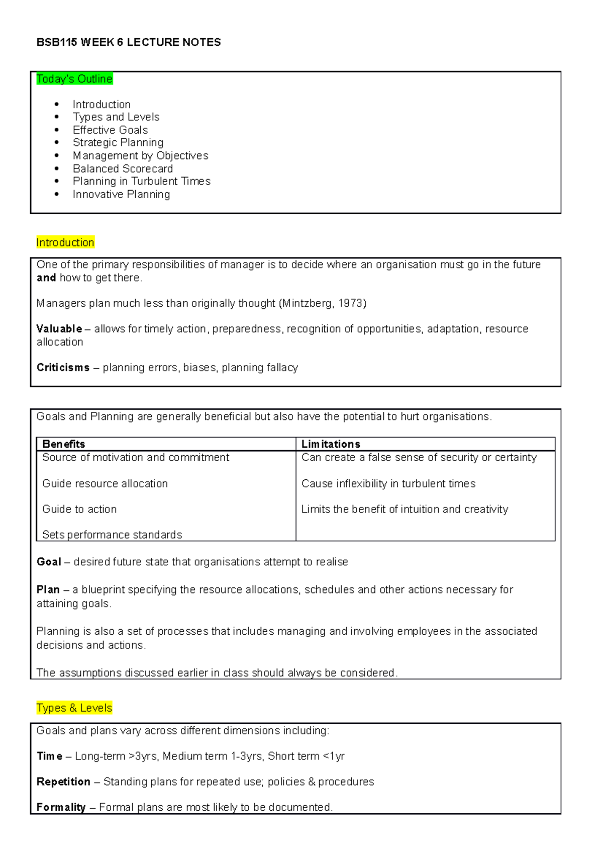 BSB115 week 6 lecture notes - Today’s Outline Introduction Types and ...