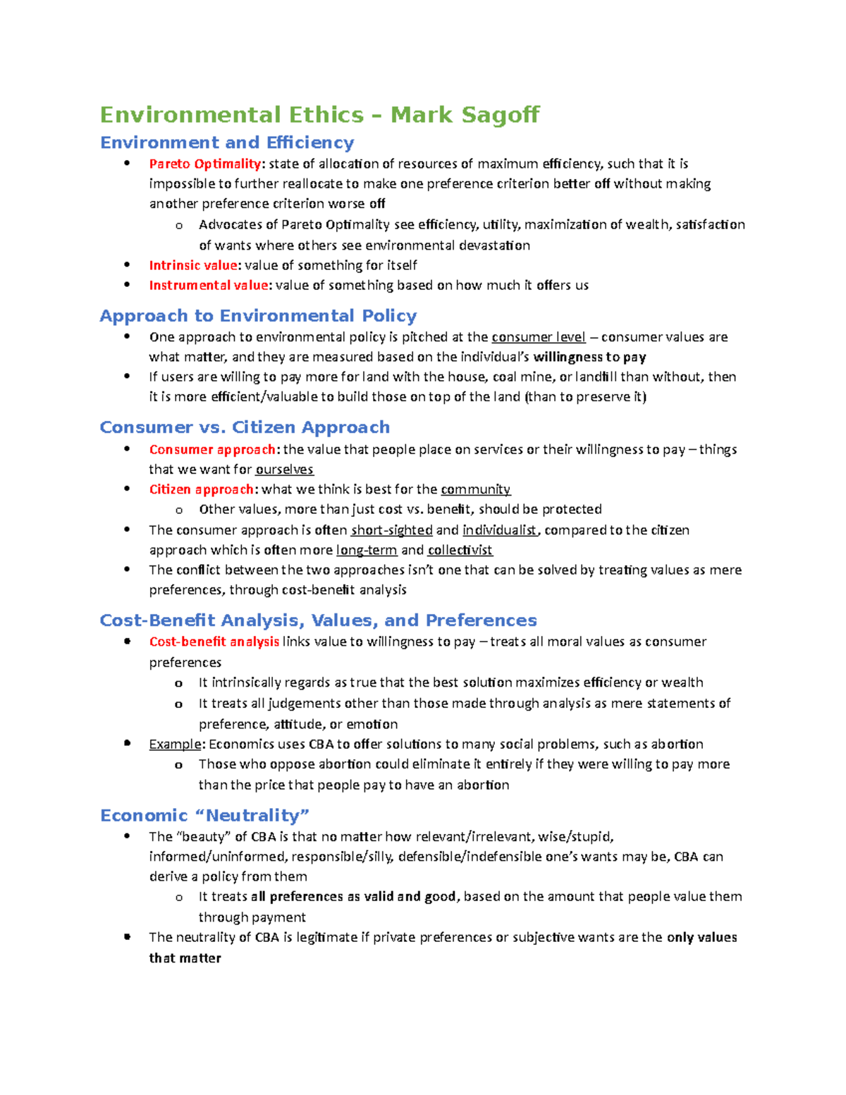Moral Issues-Notes-2 - Environmental Ethics – Mark Sagof Environment ...