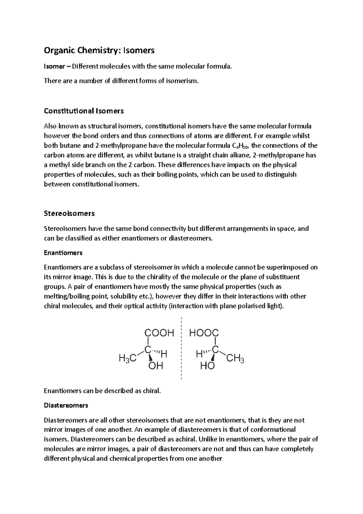 3. Isomerism - Types of isomer - Organic Chemistry: Isomers Isomer ...