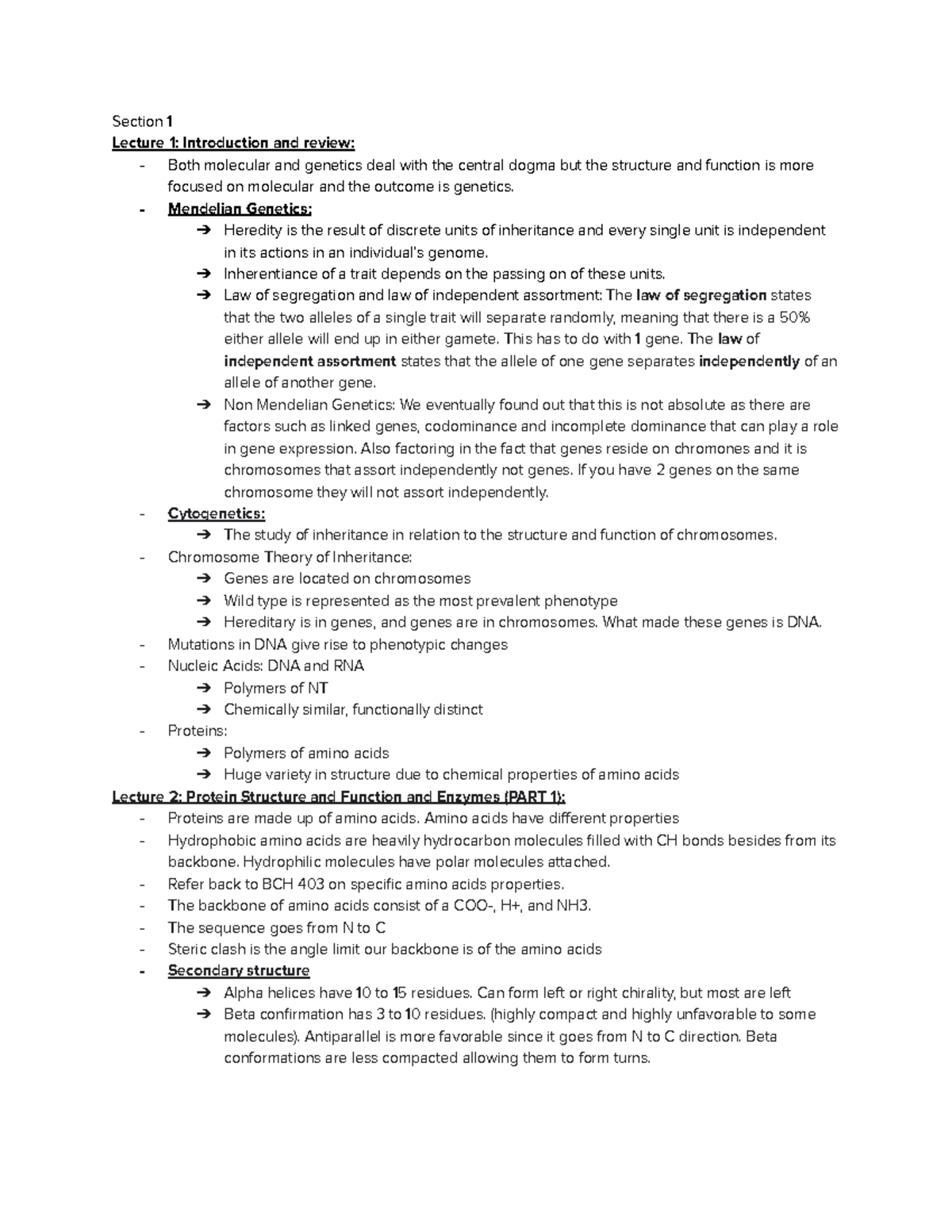 Exam 1 notes for BIO 302 - Section 1 Lecture 1: Introduction and review ...