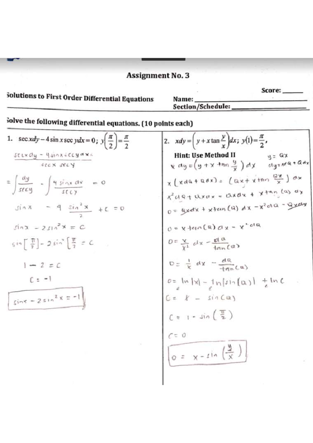 Copy of HW 3. 1-2 - ASSIGNMENT - BS Electrical Engineering - Studocu
